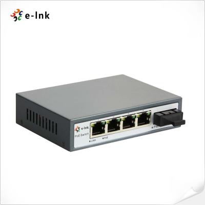China 5 port 10/100M PoE switch with 1x 60W high power PoE port & 1x SC Fiber Uplink for sale