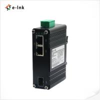 China Mini Industrial 1-Port 100/1000X SFP to 2-Port 10/100/1000T Ethernet Media Converter for sale