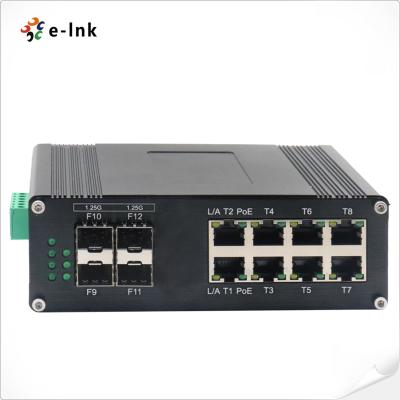 China Industrial L2+ 8-Port 10/100/1000T 802.3at PoE + 4-Port 1000X SFP Managed Ethernet Switch for sale