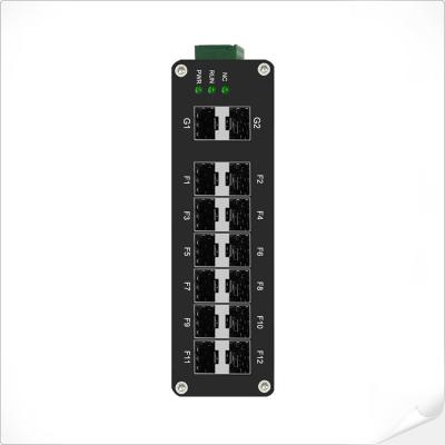 China Industrial L2+ Managed 12-Port 1000X SFP + 2-Port 1000X SFP Fiber Switch for sale