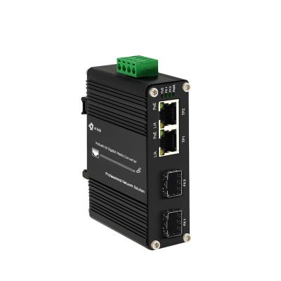 China Mini Industrial 1000M 2-Port 802.3at PoE + 2-Port Base-X SFP Ethernet Switch with 12~48VDC Power Booster Function for sale