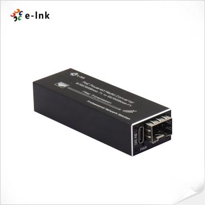 China Mini 10/100/1000BASE-T to 100/1000BASE-X SFP Fiber Media Converter with PoE Powered Function for sale