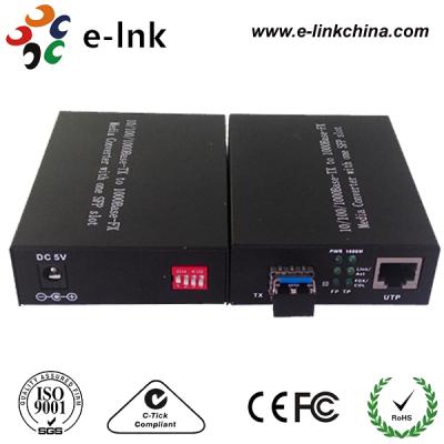 China 10/100/1000M Gigabit Ethernet Media Converter SFP Slot with DIP Switch for sale