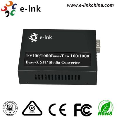 China 10/100/1000BASE-T to 100/1000BASE-X SFP Media Converter with 48VDC Power Input for sale