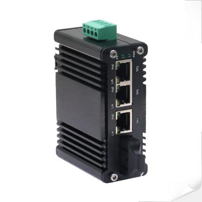 China Mini Industrial 3-Port 10/100/1000T 802.3at PoE + 1-Port 1000X SC Ethernet Switch with 12~48VDC Input and Voltage Booster for sale