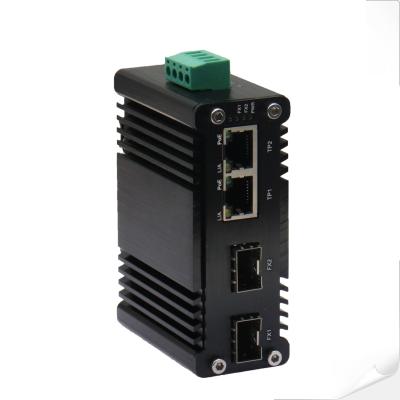 China Mini Industrial 2-Port 10/100/1000T 802.3bt 90W PoE + 2-Port 100/1000Base-X SFP Ethernet Switch for sale