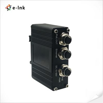 China EN50155 Industrial 1-port 10/100/1000 PoE Injector with 30W output, M12 connector for sale