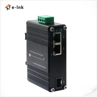 China Mini Industrial 1-Port 1000X to 2-Port 10/100/1000X 30W PoE+ Media Converter for sale