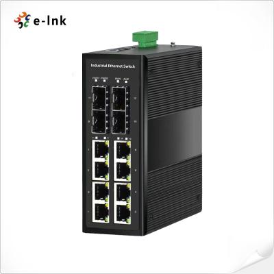 China Managed Industrial 8-port 10/100/1000BASE-T + 4-port 100/1000BASE-X SFP Ethernet Switch for sale