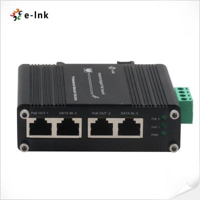 China 12~48VDC Power Input Industrial 2-Port Gigabit PoE+ Injector for sale