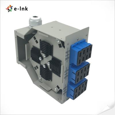 China 12SC Duplex Din-rail Mount Fiber Patch Panel with IP20 protection 2x rear entries (PG 11 cable gland) for sale