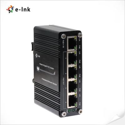 China Industrial 1-Port 802.3bt PoE++ to 4-Port 802.3af/at Gigabit PoE Extender for sale