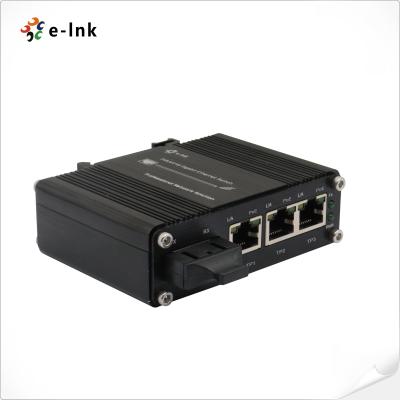China Mini Industrial 3-Port 10/100/1000T 802.3at PoE + 1-Port 1000X SC Ethernet Switch with 12~48VDC Input and Voltage Booster for sale