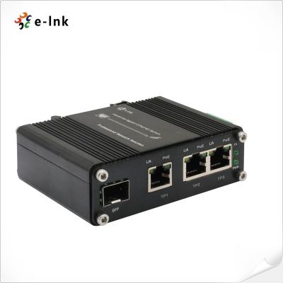China Mini Industrial 3-Port 10/100/1000T 802.3at PoE + 1-Port 100/1000X SFP Ethernet Switch with 12~48VDC Input and Voltage Booster for sale