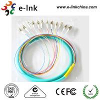 China 1-meter multicolored 12-fiber Bundled Fan-out OM3 LC pigtail for sale