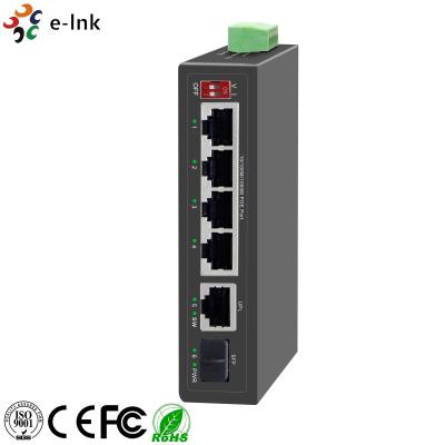 China 4-port 10/100/1000BASE-T PoE + 1-port 1000BASE-X SFP + 1-port 1000BASE-T Industrial 250m PoE Switch for sale