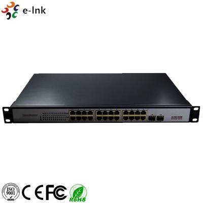 China 10/100/1000Mbps PoE-PSE Fiber to Copper Ethernet Switch: 2 SFP + 24 PoE for sale