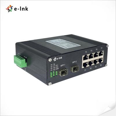 China Industrial 8-port 10/100/1000Base-T + 2-port 1000BASE-X Ethernet Switch for sale