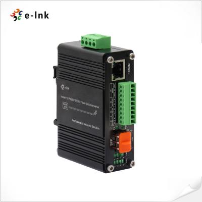 China Mini Industrial 100Base-T to 100Base-X SFP Fiber Ethernet Media Converter with 1Ch RS232/RS485/RS422 for sale