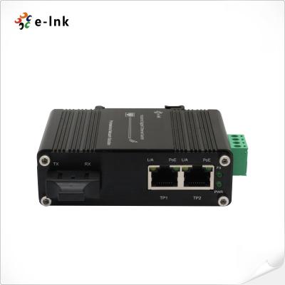 China Mini Industrial 1-Port 100Base-FX to 2-Port Base-T 60W PoE++ Media Converter for sale