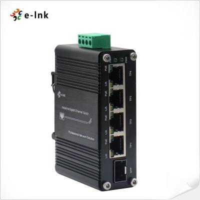 China Industrial PoE Switch 4 x 802.3at PoE + SFP Fiber 12~48VDC Input Voltage Booster for sale