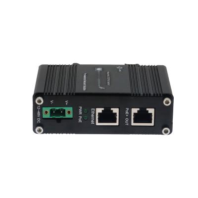 China Industrial PoE+ Injector 2.5G 30W 12~48V DC Power Input Small Size for sale