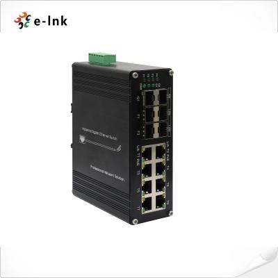 China Industrial Ethernet Switch 8 Port 1000M + 6 Port 1000M SFP DIN Rail 12-48VDC for sale