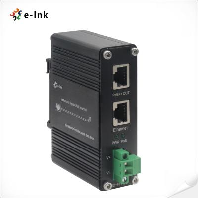 China Industrial 95W PoE++ Injector IEEE 802.3bt 12-48V DC Wide Input Gigabit Ethernet DIN Rail Mount for sale