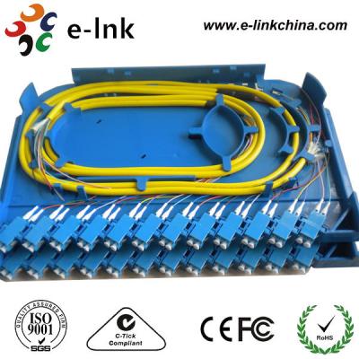 China 1-meter multicolored 12-fiber Bundled Fan-out OM3 LC pigtail for sale
