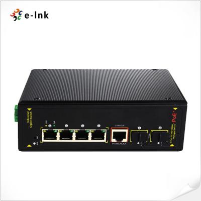 China Industrial 4-Port UPoE 60W Switch 2 SFP Ports DIN Rail 240W 802.3at for sale