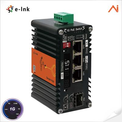 China 3-Port 10/100/1000Base-T IEEE802.3at PoE+ 30W to 1-Port 100/1000BASE-X 
Mini Industrial AI Smart Managed PoE+ Ethernet Switch with Voltage Booster for sale
