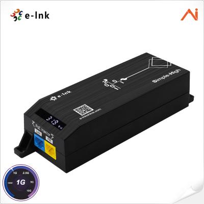 China AI Smart 1-Port Gigabit PoE+ 30W LED Display Industrial Wall-Mount PoE Injector for sale
