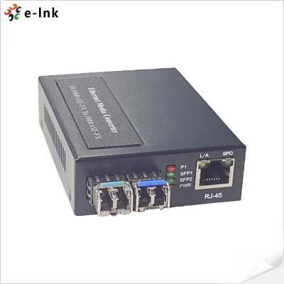 China 1x10/100BASE-T To 2x100BASE-X SFP Fiber Ethernet Switch Converter With PSU for sale
