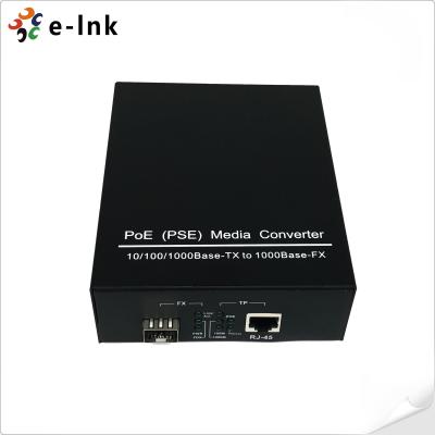 China UTP To SFP Fiber Media Converter 802.3Af PoE PSE With Overcurrent Protection for sale