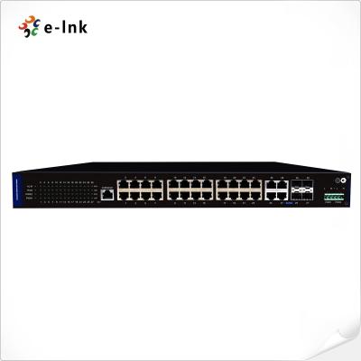 China Managed 24 Port Industrial PoE Switch 802.3at PoE+ Switch Rack Mounting for sale