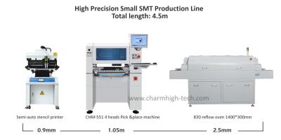 China Semi Auto 3250 Solder Paste Printer CHM-551 4 Head Pick Place Machine 830 Reflow Oven SMT Line for sale
