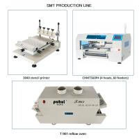 China CHMT560P4 SMT Production Line with 4 Heads 60 Feeders, T961 Reflow Oven & 3040 Solder Paste Printer for sale