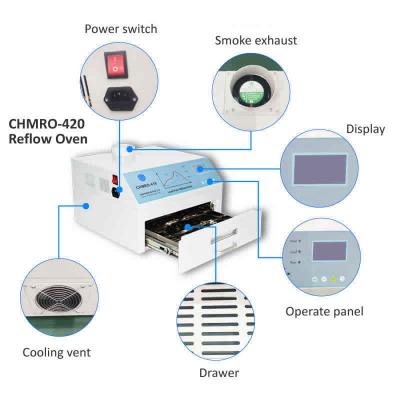 China CHMRO-420 Hot Air Infrared Reflow Oven 2500W 300x300mm SMD BGA Soldering Station for sale