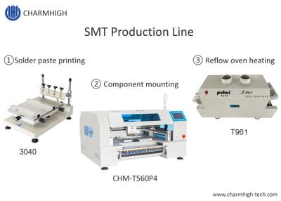 China CHM-T560P4 Desktop SMT Assembly Line with 3040 Stencil Printer, 8000cph Pick and Place Machine, and T961 Reflow Oven for sale