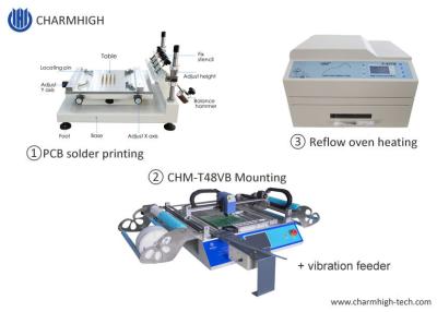 China Small SMT Production Line 3040 Stencil Printer + CHMT48VB Pick & Place + T937M Reflow Oven 3300W for sale