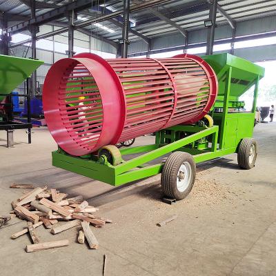 China Less than 300mm Feeding Size Movable Trommel Screen for Sawdust and Firewood Cleaning for sale