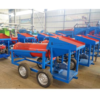 China Small Production Capacity 620 KG Mobile Gold Trommel Screen for Alluvial Gold Mining for sale