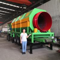 China Requested Discharge Size Mobile Rotary Mining Sand Gravel Stone Drum Compost Trommel Screen for sale