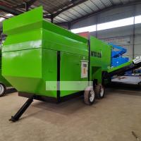 China 60m3/hour Capacity Mobile Trommel Screen for Screening Compost Wood Chips Topsoil Cattle and Sheep Dung for sale