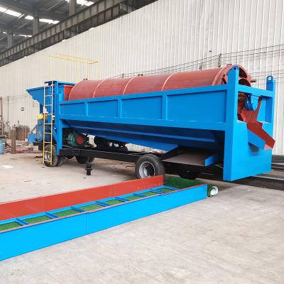 China 8*2.2*3.6m Gold Sand Earth Movable Gold Sand Trommel Gravity Mining Trummel Gold Washing Plant for sale