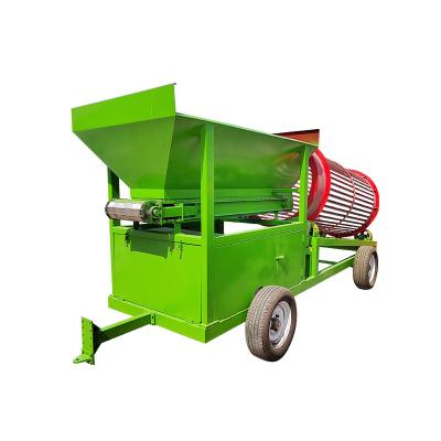 China 220V/380V Heavy Duty Small Mobile Wood Chips Sawdust Rock Soil Stone Trommel Screen for sale