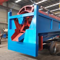 China Blue Portable Gold Washing Plant 50 TPH Mobile Trommel Drum Screen Automatic Function for sale