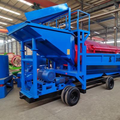 China Mobile Gold Washing Plant with Customizable Discharge Size Sand Rotary Trommel Screen for sale