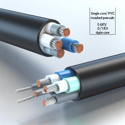 China Single Core/Multi Core PVC Insulated Power Cable with Rated Voltage of 0.6/1kV and Varies Conductor Size for sale