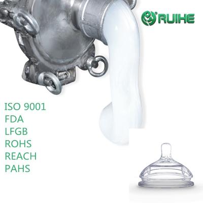 China Food Grade Injection Liquid Silicone Rubber Hardness 50 Shore A High Transparent Baby Feeder Nipple for sale